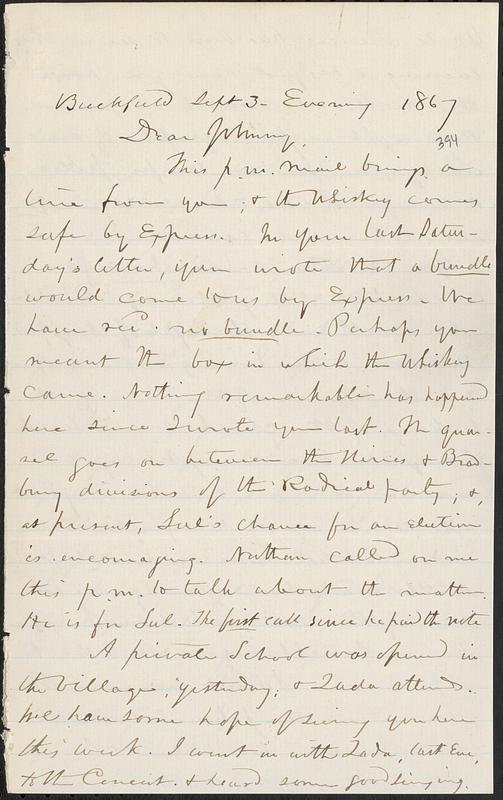 Letter from Zadoc Long to John D. Long, September 3, 1867 - Digital ...