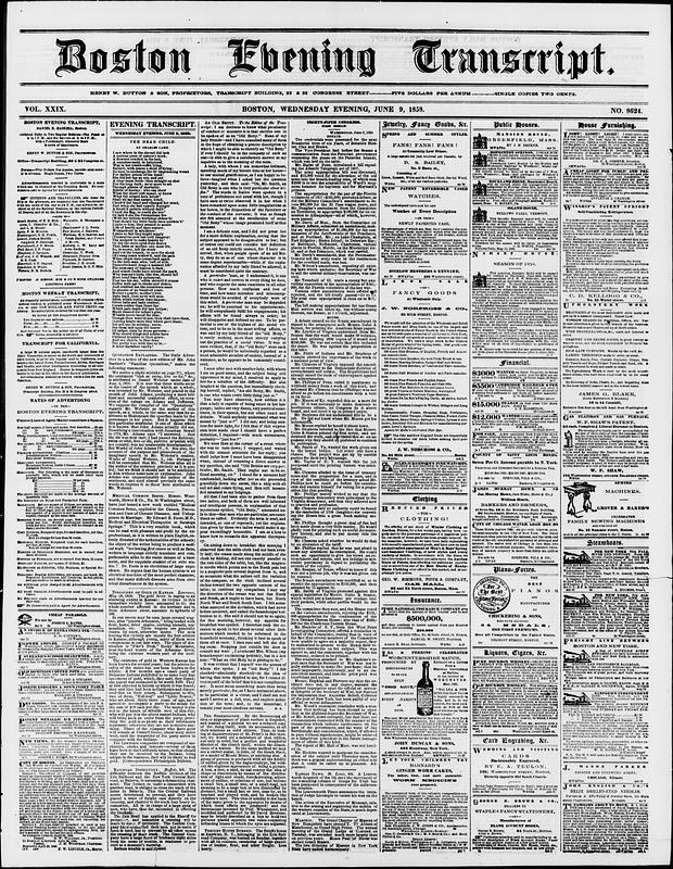 Boston Evening Transcript. June 09, 1858 - Digital Commonwealth