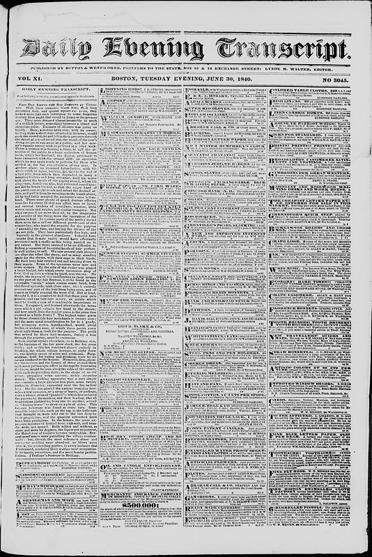 Daily Evening Transcript. June 30, 1840 - Digital Commonwealth