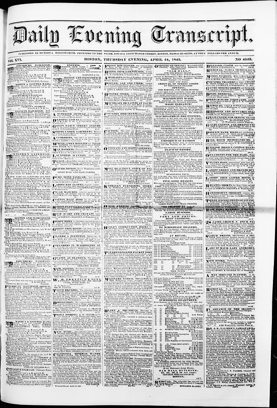 Daily Evening Transcript. April 24, 1845 - Digital Commonwealth
