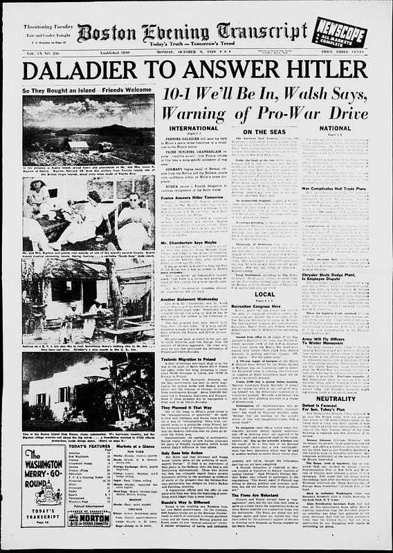 Boston Evening Transcript. October 09, 1939 - Digital Commonwealth