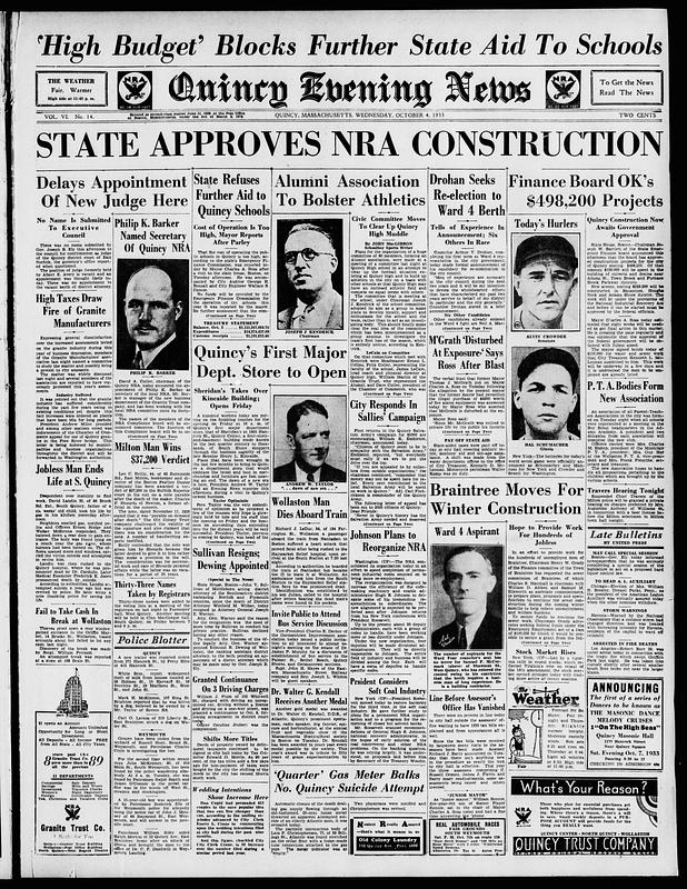 Quincy Evening News. October 04, 1933 - Digital Commonwealth