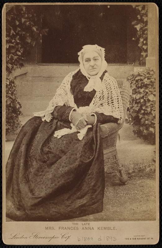 Fanny Kemble: portrait titled "The late Mrs. Frances Anna Kemble ...