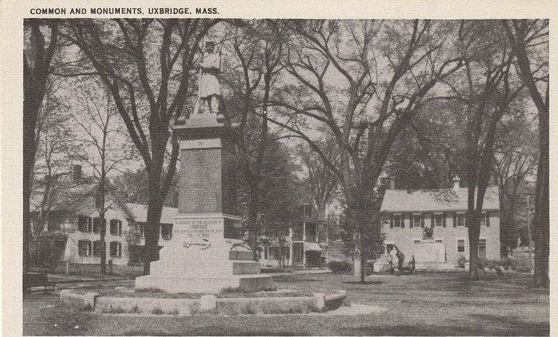 Uxbridge town common and Soldiers' Monument - Digital Commonwealth