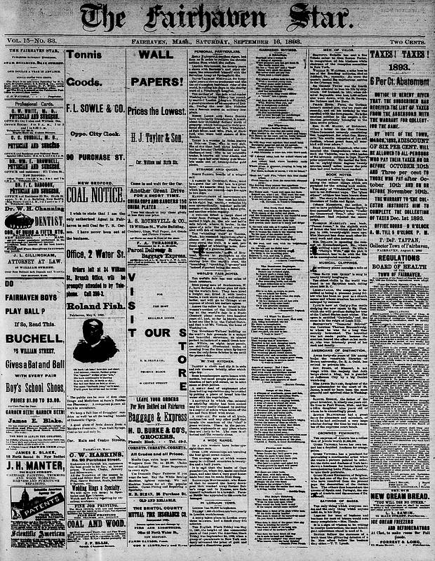 The Fairhaven Star. September 16, 1893 - Digital Commonwealth