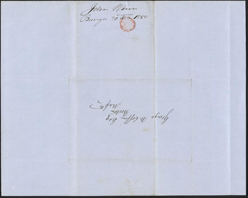 John Winn to George Coffin, 20 February 1850 - Digital Commonwealth
