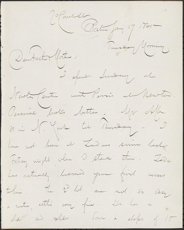 Letter from John D. Long to Zadoc Long and Julia D. Long, January 17 ...