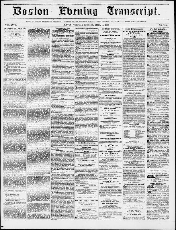 Boston Evening Transcript. April 15, 1856 - Digital Commonwealth