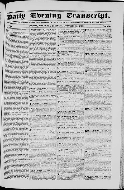 Daily Evening Transcript. October 10, 1833 - Digital Commonwealth