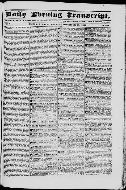 Daily Evening Transcript. December 13, 1836 - Digital Commonwealth