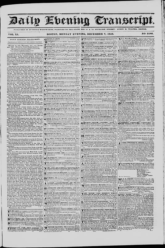 Daily Evening Transcript. December 07, 1840 - Digital Commonwealth