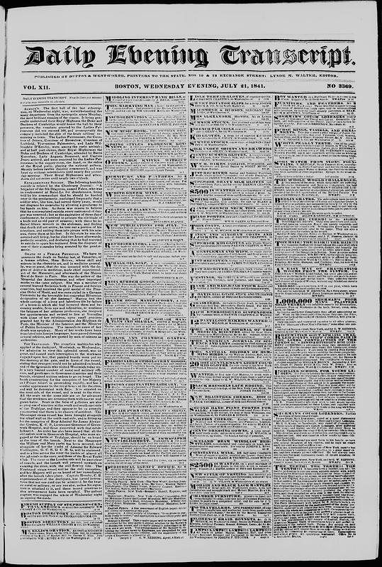 Daily Evening Transcript. July 21, 1841 - Digital Commonwealth