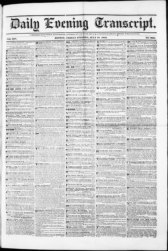 Daily Evening Transcript. July 28, 1843 - Digital Commonwealth