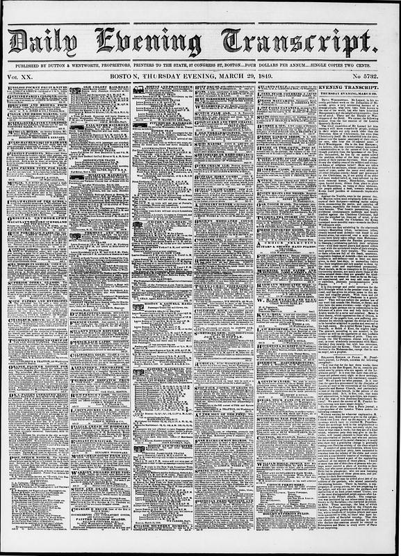 Daily Evening Transcript. March 29, 1849 - Digital Commonwealth