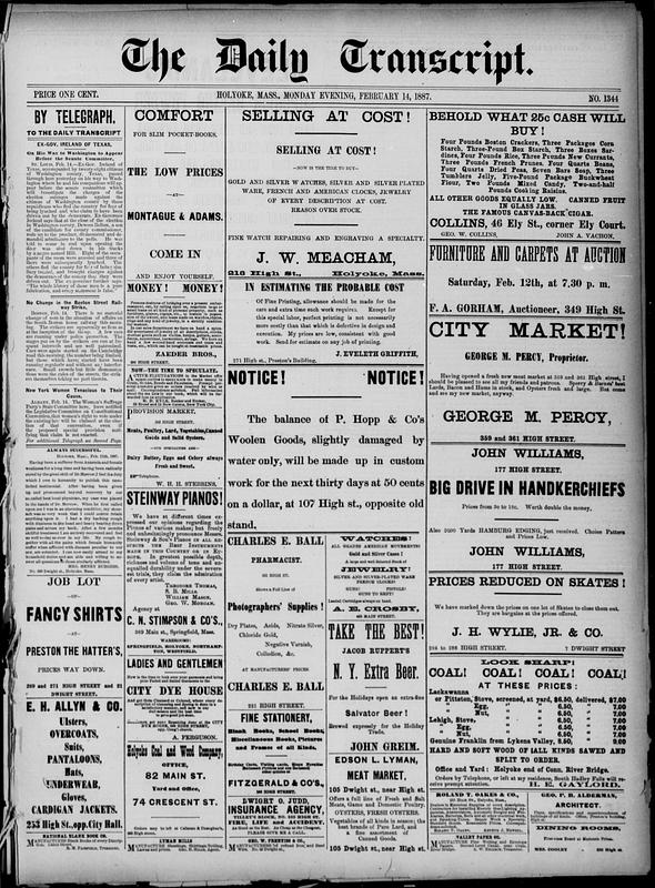 The Daily Transcript. February 14, 1887 - Digital Commonwealth