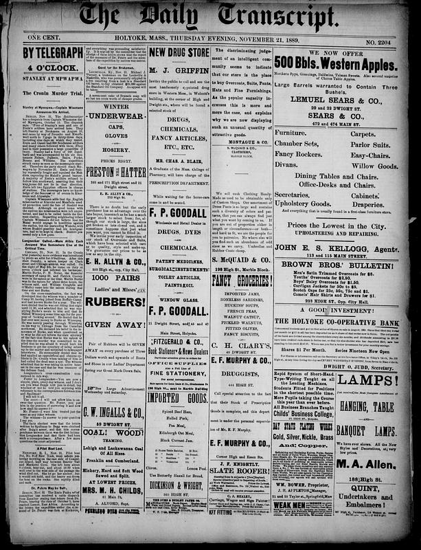 The Daily Transcript. November 21, 1889 - Digital Commonwealth