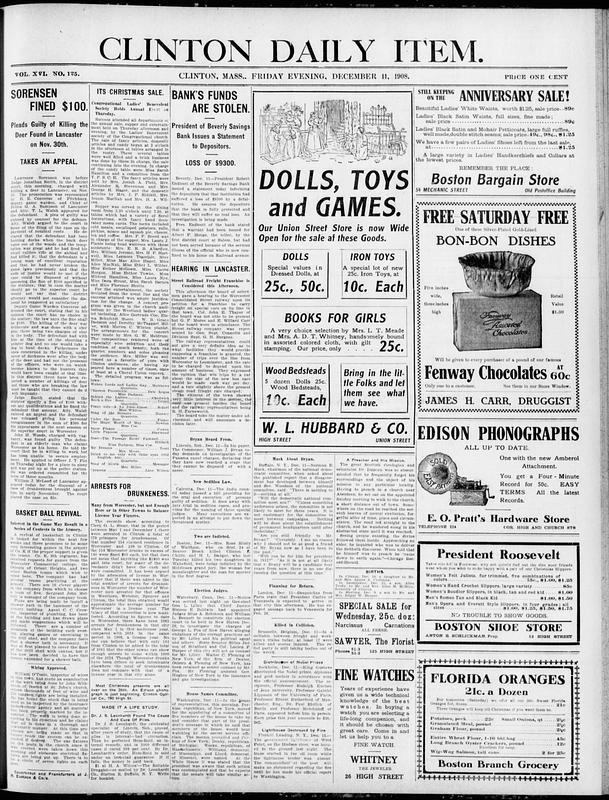 Clinton Daily Item. December 11, 1908 - Digital Commonwealth