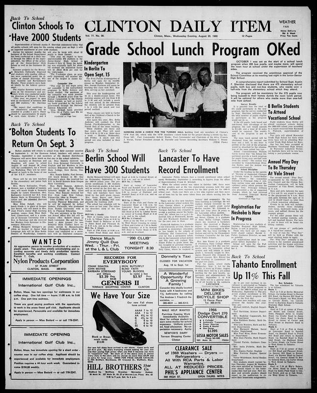 Clinton Daily Item. August 20, 1969 - Digital Commonwealth