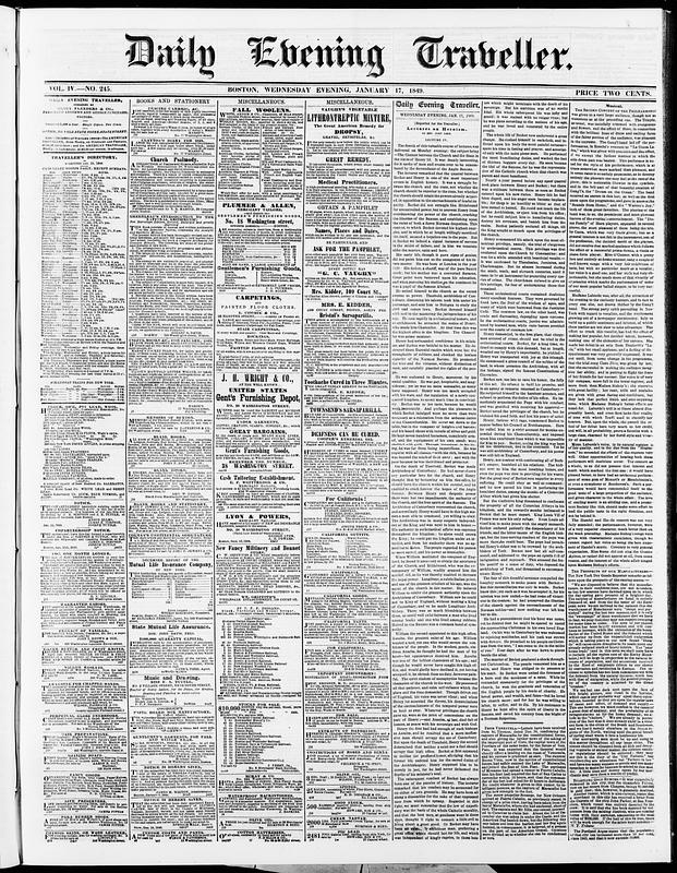 Daily Evening Traveller. January 17, 1849 - Digital Commonwealth