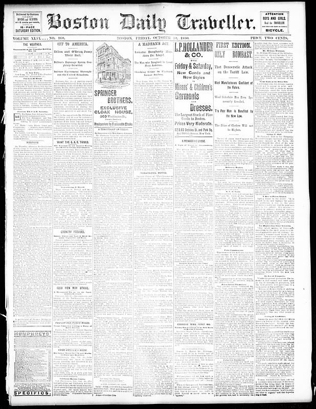 Boston Daily Traveller. October 10, 1890 - Digital Commonwealth