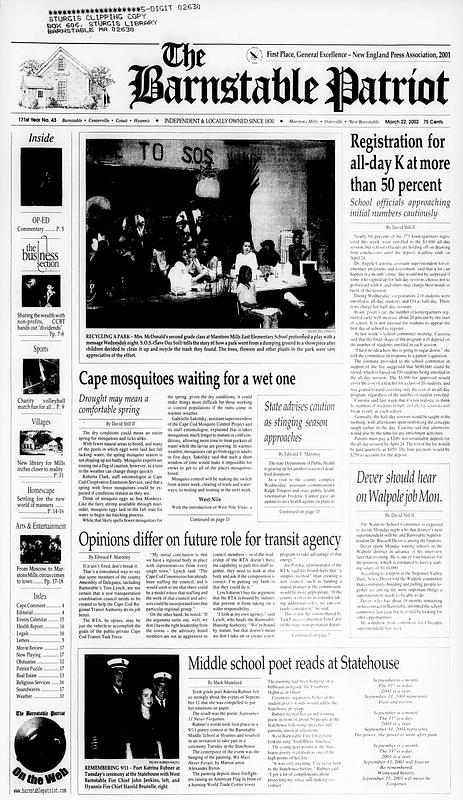 Barnstable Patriot. March 22, 2002 - Digital Commonwealth