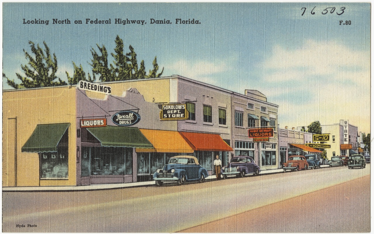 Looking north on Federal Highway, Dania, Florida - Digital Commonwealth