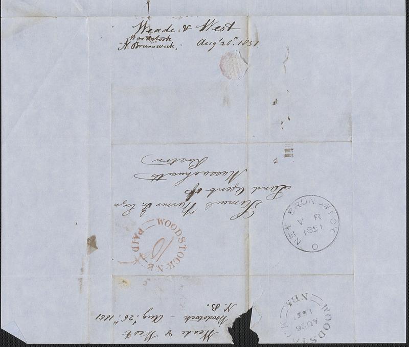 George Weade and George West to Samuel Warner, 26 August 1851 - Digital ...