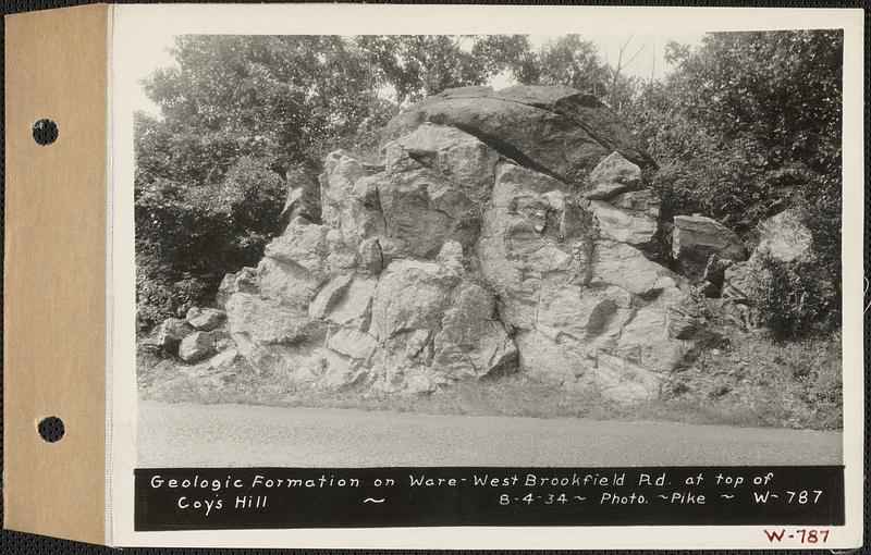 Geologic formation on Ware-West Brookfield Road at top of Coy's Hill ...