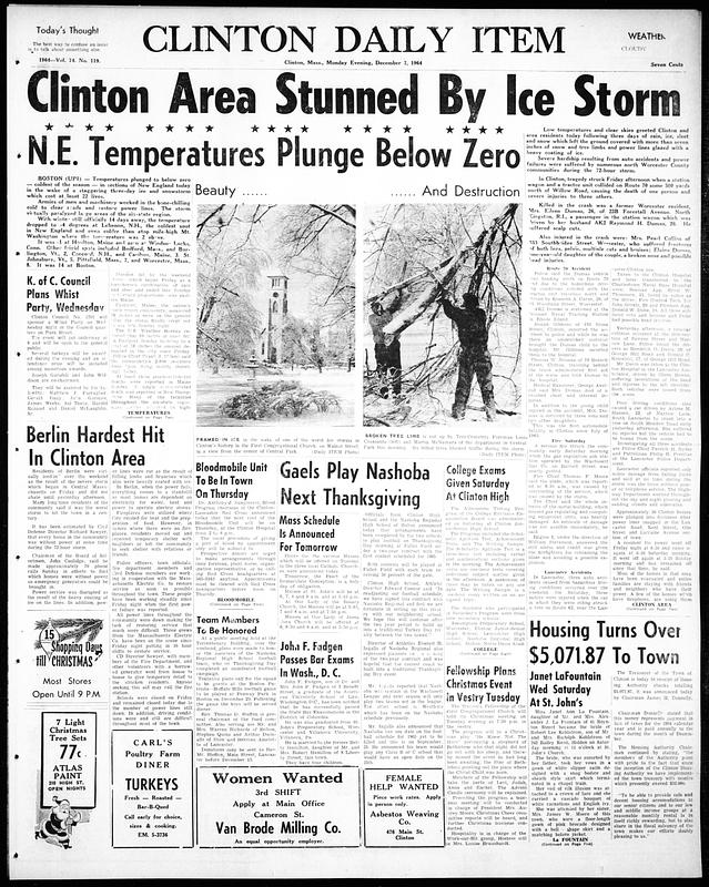 Clinton Daily Item. December 07, 1964 - Digital Commonwealth