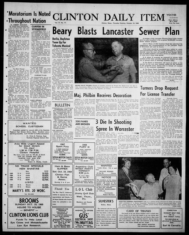 Clinton Daily Item. October 16, 1969 - Digital Commonwealth