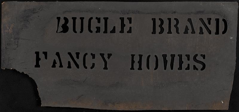 Bugle Brand Fancy Howes Barrel Stencil - Digital Commonwealth