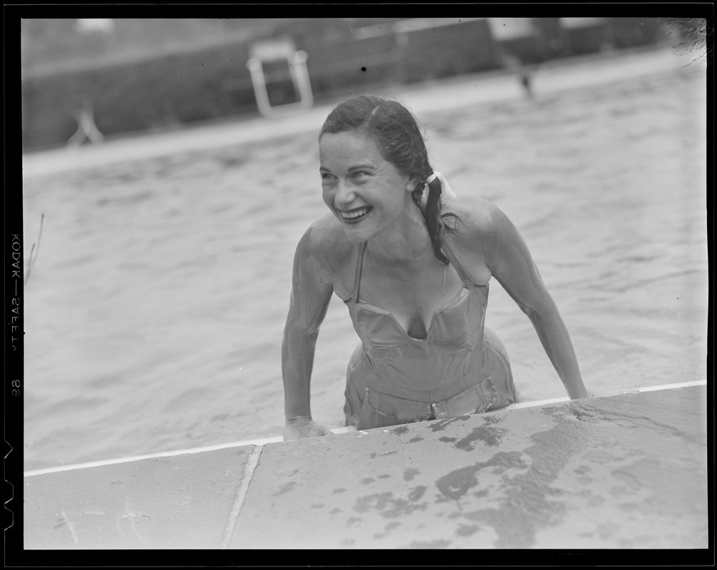Smiling girl in bathing suit - Digital Commonwealth