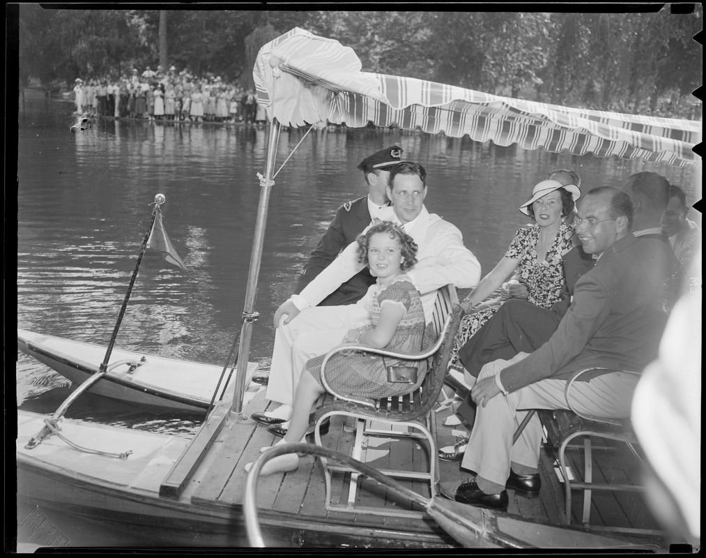 Mayor Tobin on swan boat with Shirley Temple - Digital Commonwealth