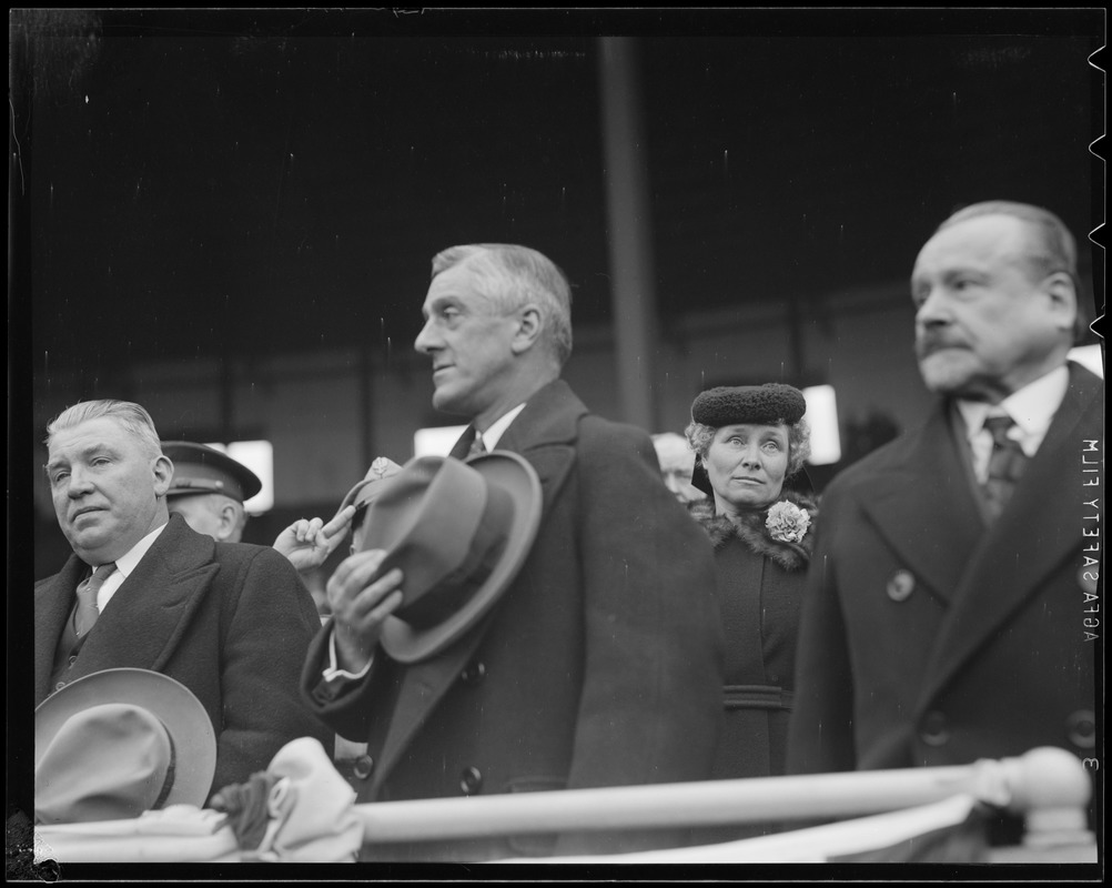 Mayor Tobin & Gov. Saltonstall at Braves Field for Opening Day against ...