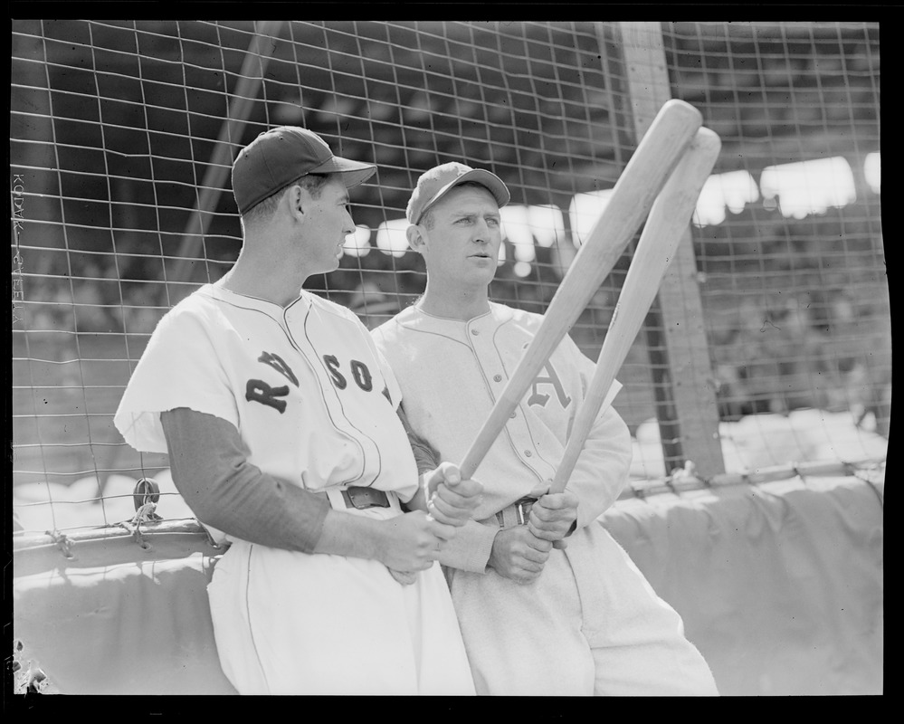 Ted Williams and Athletics player - Digital Commonwealth