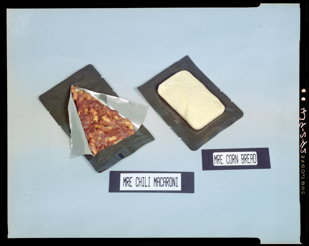 MRE chili macaroni, MRE corn bread - Digital Commonwealth
