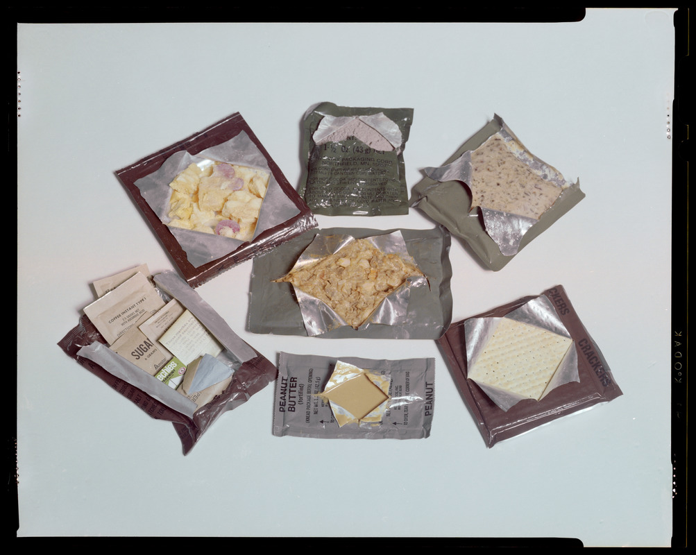 MRE retort pouches and contents - Digital Commonwealth