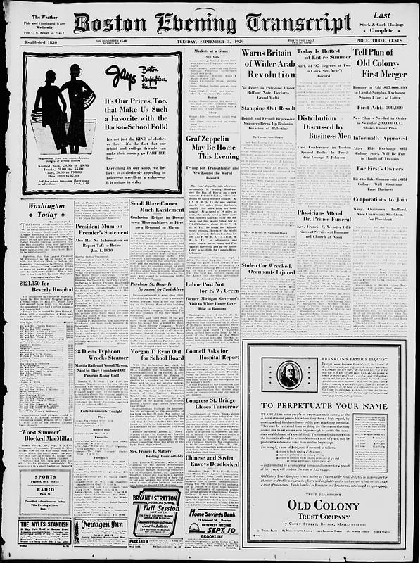 Boston Evening Transcript. September 03, 1929 - Digital Commonwealth