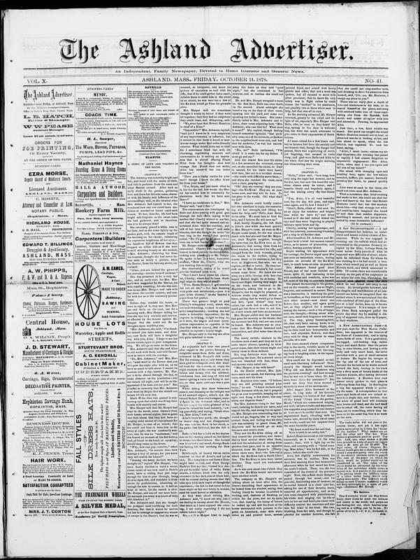 The Ashland Advertiser. October 11, 1878 - Digital Commonwealth