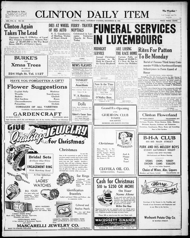 Clinton Daily Item. December 22, 1945 - Digital Commonwealth
