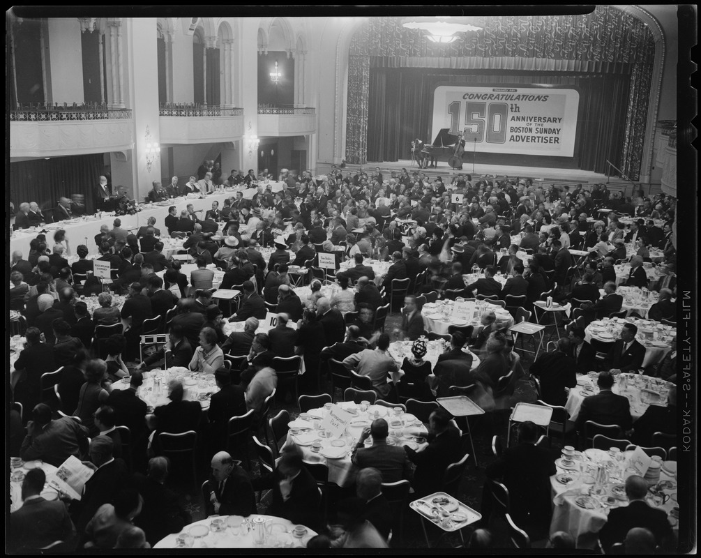 Crowd seated for the 150th Anniversary celebration of the Boston Sunday ...