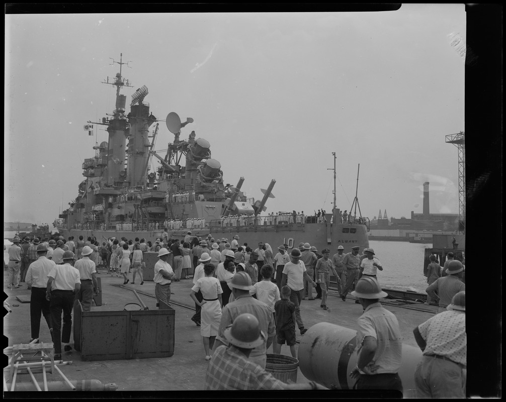Friends and relatives say goodbye to sailors on the USS Albany ...