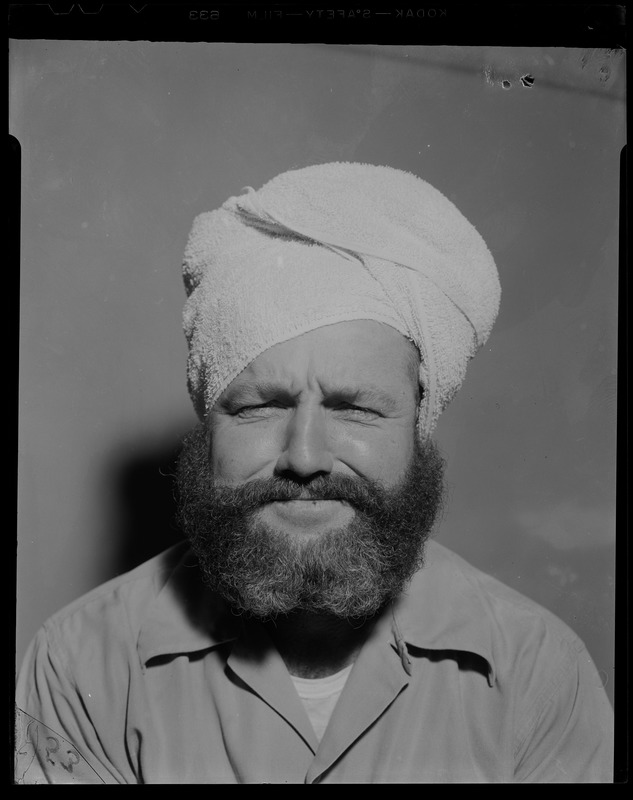 Portrait of a crew member with a beard - Digital Commonwealth