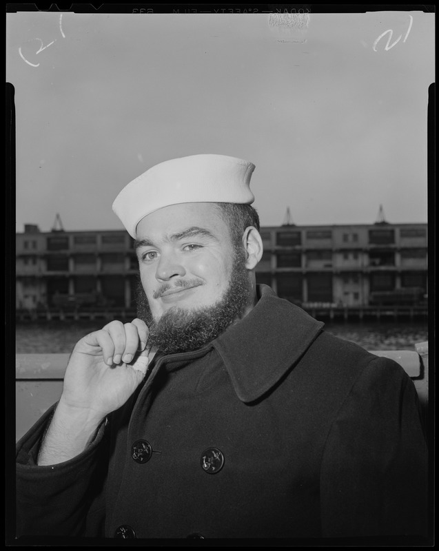 Portrait of a crew member with a beard - Digital Commonwealth