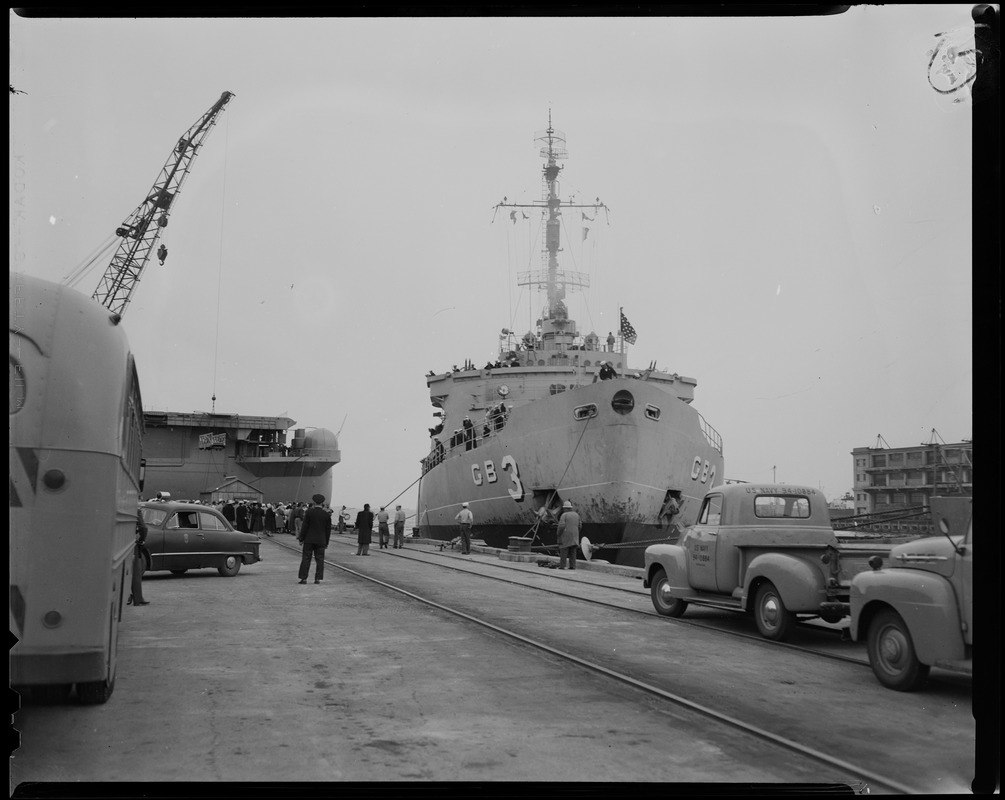 View of the U.S.S. ATKA at the dock - Digital Commonwealth