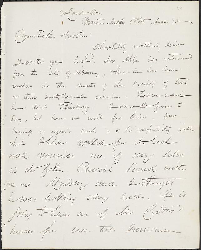 Letter from John D. Long to Zadoc Long and Julia D. Long, March 10 ...