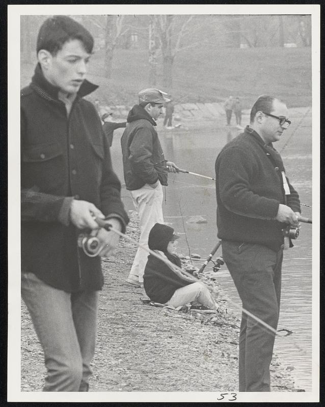 Anglers rim Jamaica Pond waiting for that first nibble as fishing ...