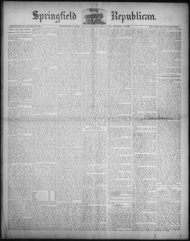 Springfield Weekly Republican. November 07, 1912 - Digital Commonwealth
