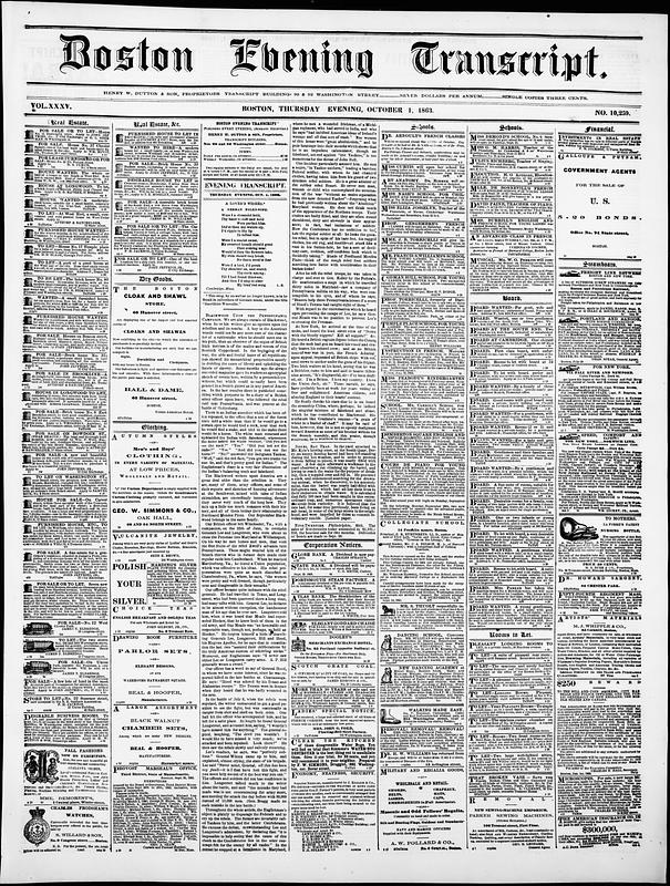 Boston Evening Transcript. October 01, 1863 - Digital Commonwealth