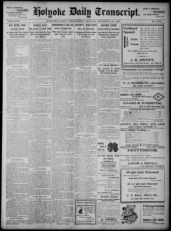 The Holyoke Daily Transcript. November 12, 1900 - Digital Commonwealth